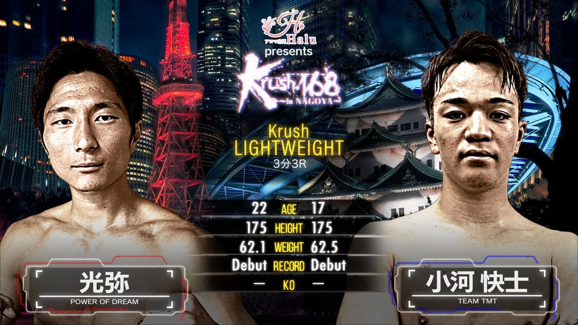 Krush 2024 - 11.23 Krush.168 - プレリミナリーファイト第2試合 Krushライト級 光弥 vs 小河 快士 (格闘) | 無料動画・見逃し配信を見るなら | ABEMA