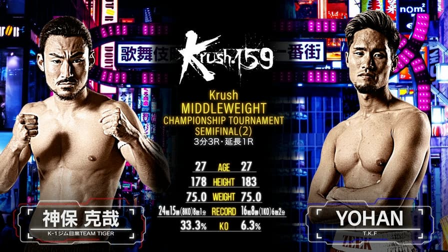 Krush 2024 - 3.30 Krush.159 - 神保 克哉 vs YOHAN(初代Krushミドル級王座決定トーナメント・準決勝) (格闘) | 無料動画・見逃し配信を見るなら ...