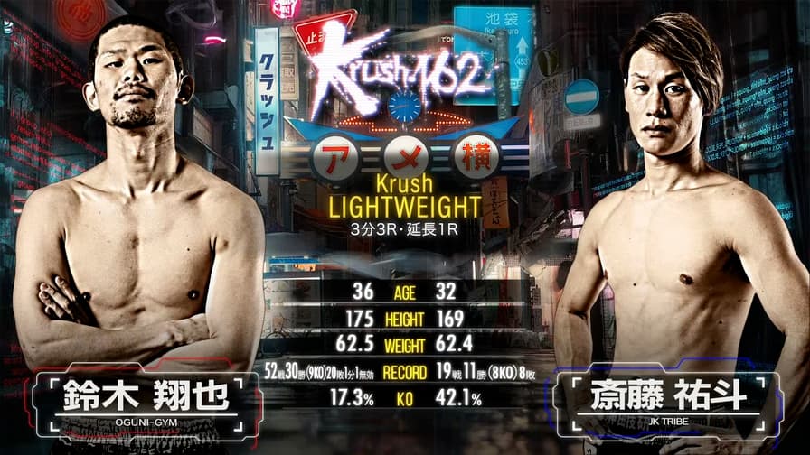 Krush 2024 - 6.23 Krush.162 - 第3試合/Krushライト級 鈴木 翔也vs 斎藤 祐斗 (格闘) | 無料動画・見逃し配信を見るなら | ABEMA